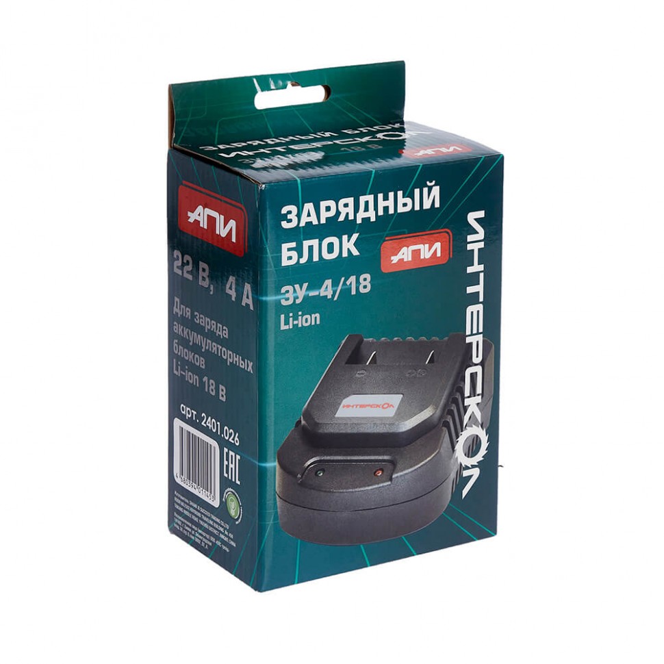 Зарядное устройство ИНТЕРСКОЛ ЗУ-4/18 для аккум. блока 4А/ч, 18В, Li ...